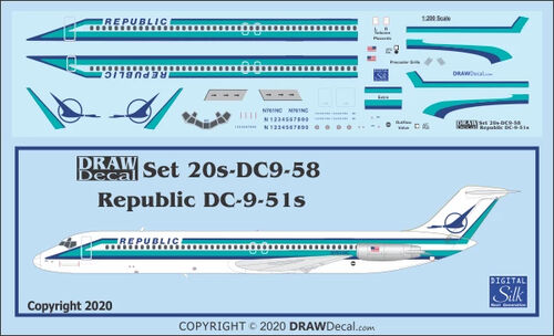 Draw Decal 20-DC9-58 McDonnell Douglas DC-9-51 - Republic