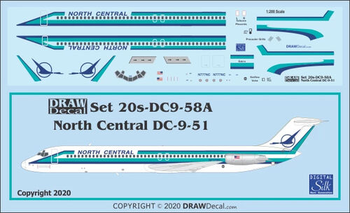 Draw Decal 20-DC9-58A McDonnell Douglas DC-9-51 - North Central (Republic Scheme)
