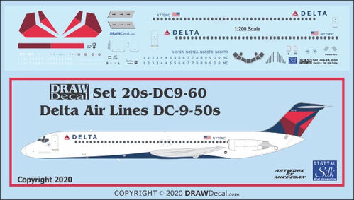 Draw Decal 20-DC9-60 McDonnell Douglas DC-9-50 - Delta Air Lines
