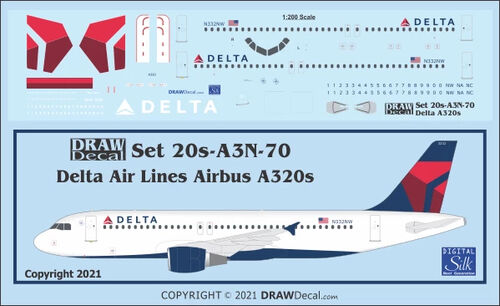 Draw Decal 20-A3N-70 Airbus A320 - Delta Air Lines
