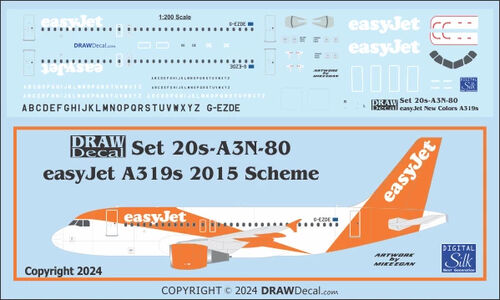 Draw Decal 20-A3N-80 Airbus A319 - easyJet (2015 Scheme)