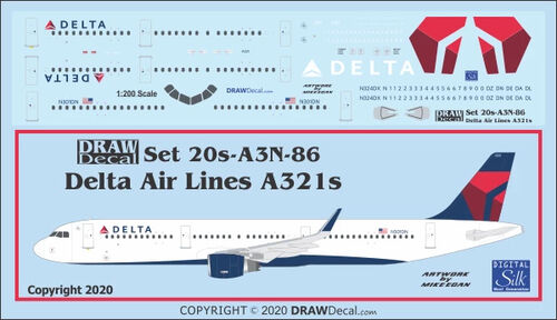 Draw Decal 20-A3N-86 Airbus A321 - Delta Air Lines