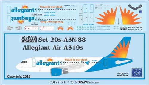 Draw Decal 20-A3N-88 Airbus A319 - Allegiant Air