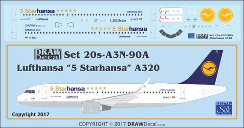Draw Decal 20-A3N-90A Airbus A320 - Lufthansa "5Starhansa"