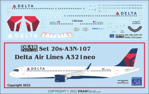 Draw Decal 20-A3N-107 Airbus A321neo - Delta Air Lines