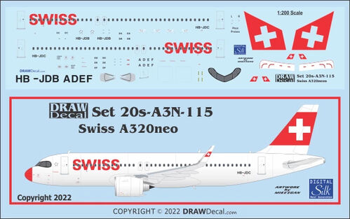Draw Decal 20-A3N-115 Airbus A320neo - Swiss