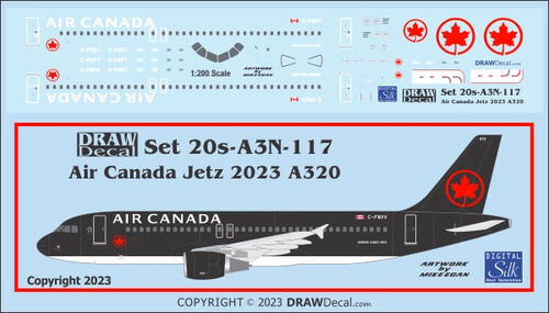 Draw Decal 20-A3N-117 Airbus A320 - Air Canada Jetz (2023 Scheme)