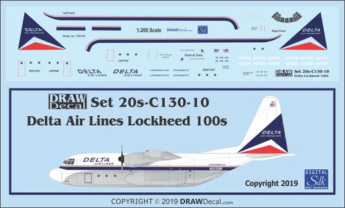 Draw Decal 20-C130-10 Lockheed C-100 Hercules - Delta Air Lines