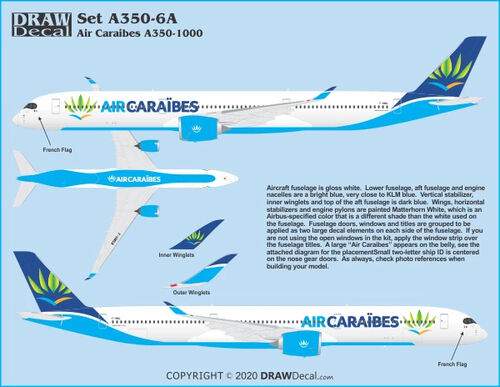Draw Decal 20-A350-06A Airbus A350-1000 - Air Caraibes