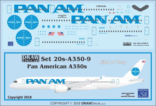 Draw Decal 20-A350-09 Airbus A350 - Pan Am Flight of Fancy