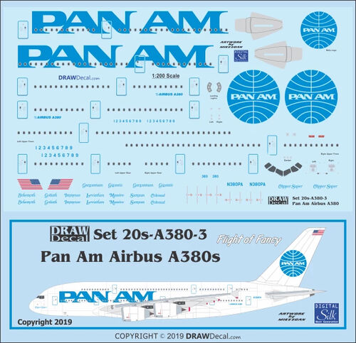 Draw Decal 20-A380-03 Airbus A380 - Pan Am Flight of Fancy