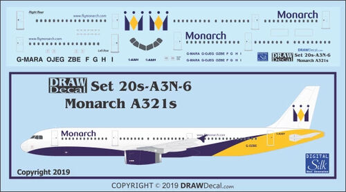 Draw Decal 20-A3N-06 Airbus A321 - Monarch