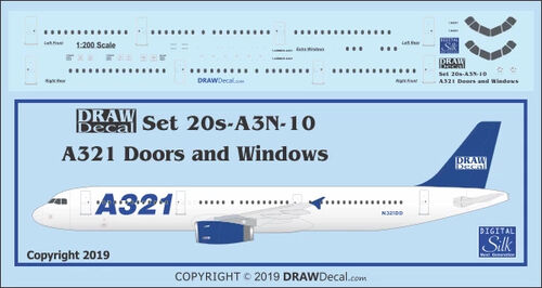 Draw Decal 20-A3N-10 Airbus A321 - Doors and Windows