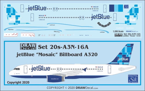 Draw Decal 20-A3N-16A Airbus A320 - jetBlue "Mosaic" Billboard