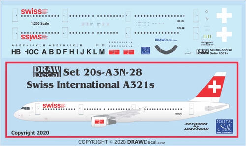 Draw Decal 20-A3N-28 Airbus A321 - Swiss International