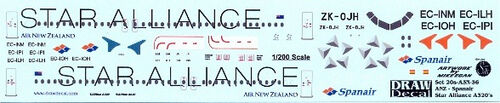 Draw Decal 20-A3N-36 Airbus A320 - Air New Zealand Star Alliance