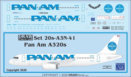 Draw Decal 20-A3N-41 Airbus A320 - Pan Am Flight of Fancy