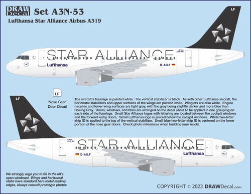 Draw Decal 20-A3N-53 Airbus A319 - Lufthansa Star Alliance