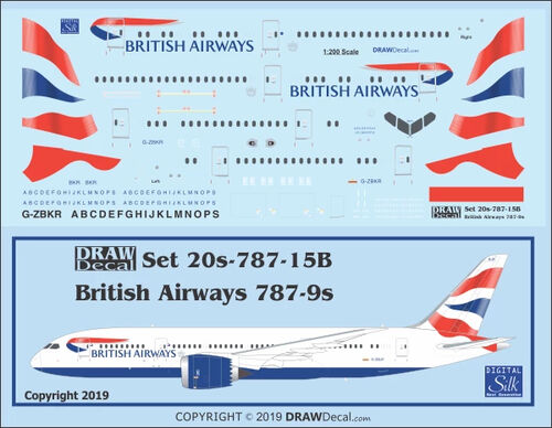 Draw Decal 20-787-15B Boeing 787-9 Dreamliner - British Airways