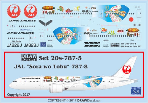 Draw Decal 20-787-05 Boeing 787-8 Dreamliner - Japan Airlines "Sora wo Tobu"