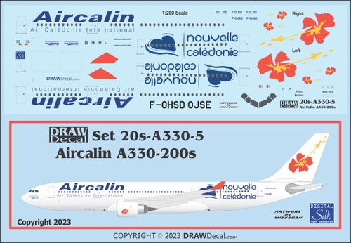 Draw Decal 20-A330-05 Airbus A330-200 - Aircalin (Air Caledonie International)