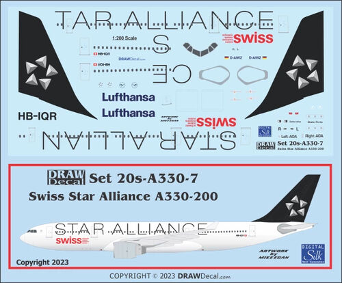 Draw Decal 20-A330-07 Airbus A330-200 - Swiss Air Star Alliance