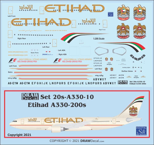 Draw Decal 20-A330-10 Airbus A330-200 - Etihad