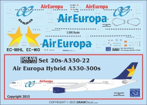 Draw Decal 20-A330-22 Airbus A330-300 - Air Europa - Skymark (Hybrid Scheme)