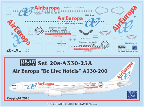 Draw Decal 20-A330-23A Airbus A330-200 - Air Europa "Be Live Hotels"