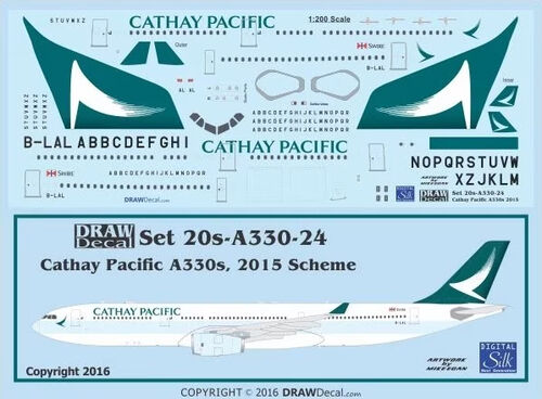 Draw Decal 20-A330-24 Airbus A330-300 - Cathay Pacific (2015 Scheme)