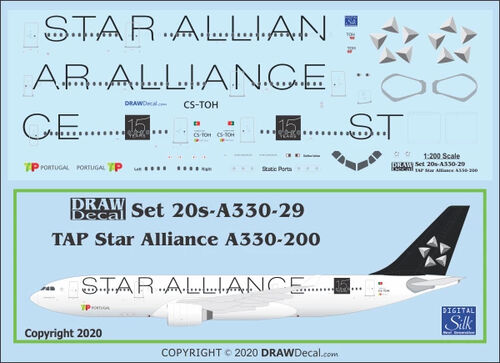 Draw Decal 20-A330-29 Airbus A330-200 - TAP Portugal Star Alliance