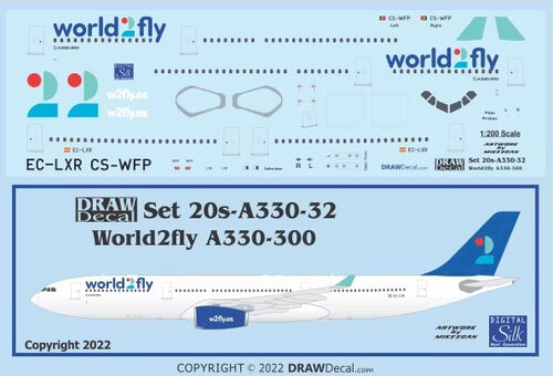 Draw Decal 20-A330-32 Airbus A330-300 - World2fly