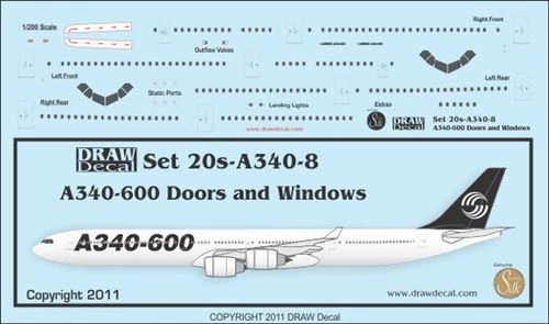 Draw Decal 20-A340-08 Airbus A340-600 - Doors and Windows