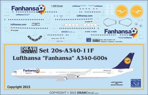Draw Decal 20-A340-11F Airbus A340-600 - Lufthansa "Fanhansa"