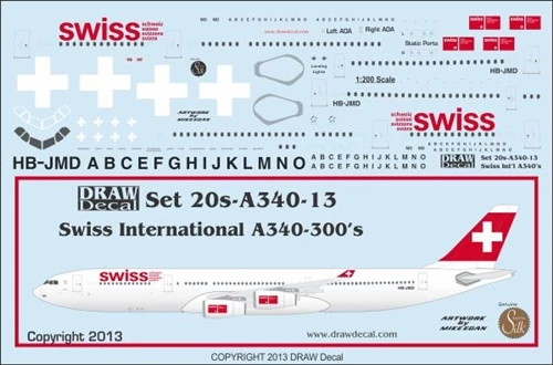 Draw Decal 20-A340-13 Airbus A340-300 - Swiss International