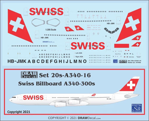Draw Decal 20-A340-16 Airbus A340-300 - Swiss Billboard