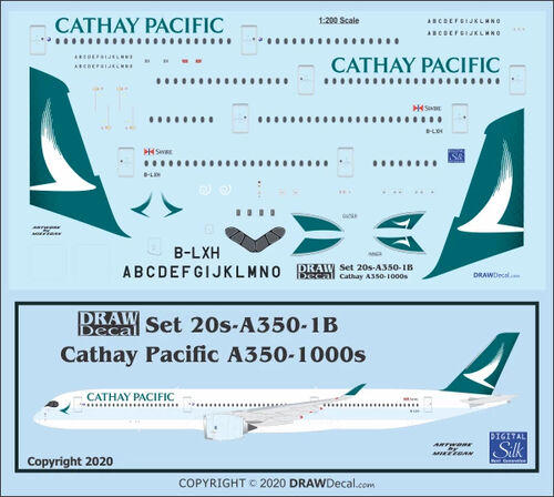 Draw Decal 20-A350-01B Airbus A350-1000 - Cathay Pacific