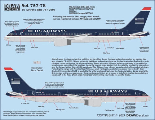 Draw Decal 20-757-78 Boeing 757 - US Airways Dark Blue