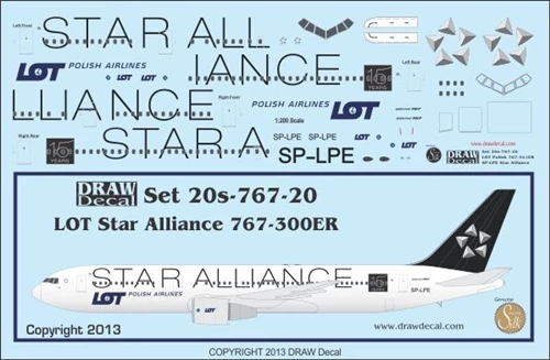 Draw Decal 20-767-20 Boeing 767-300ER - LOT Polish Star Alliance
