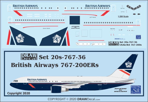 Draw Decal 20-767-36 Boeing 767-200ER - USAir / British Airways "Landor"