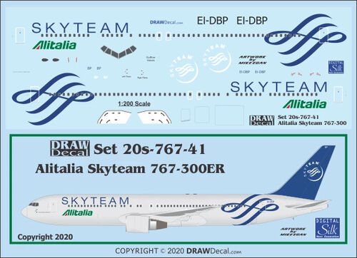 Draw Decal 20-767-41 Boeing 767-300 - Alitalia Skyteam