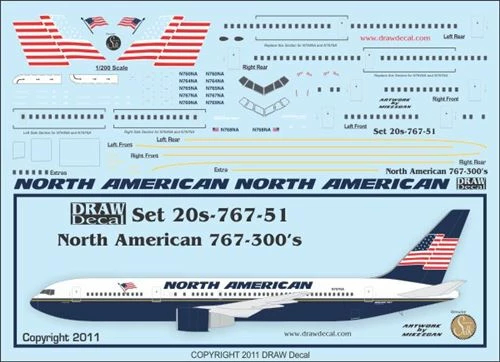 Draw Decal 20-767-51 Boeing 767-300 - North American Airlines
