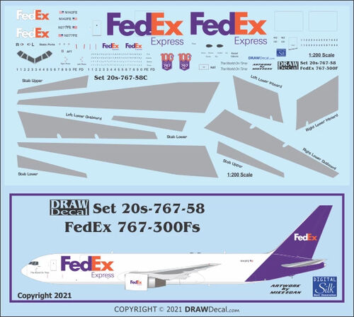 Draw Decal 20-767-58 Boeing 767-300F - FedEx