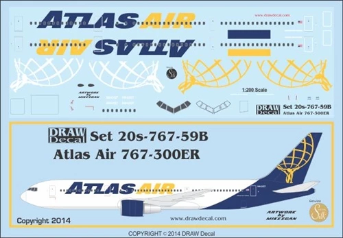 Draw Decal 20-767-59B Boeing 767-300ER - Atlas Air (N642GT / 8 Door Version)