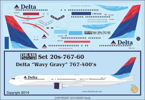 Draw Decal 20-767-60 Boeing 767-400 - Delta Air Lines "Wavy Gravy"