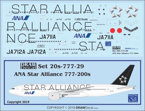 Draw Decal 20-777-29 Boeing 777-200 - All Nippon Airways (ANA) Star Alliance