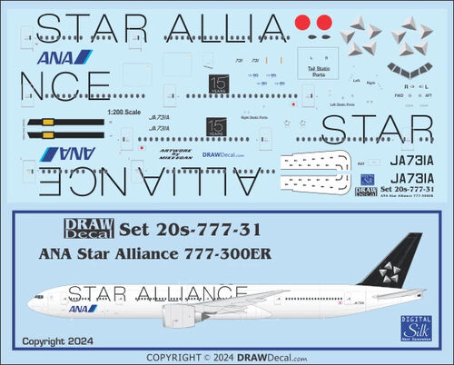 Draw Decal 20-777-31 Boeing 777-300ER - All Nippon Airways (ANA) Star Alliance