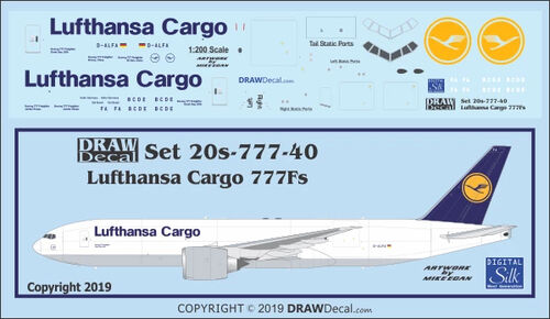Draw Decal 20-777-40 Boeing 777F - Lufthansa Cargo