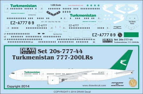 Draw Decal 20-777-44 Boeing 777-200LR - Turkmenistan Airlines