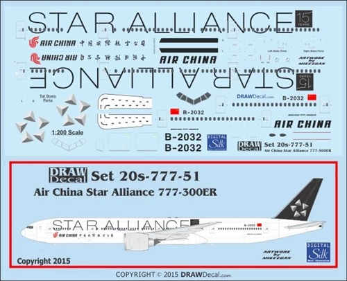 Draw Decal 20-777-51 Boeing 777-300ER - Air China Star Alliance